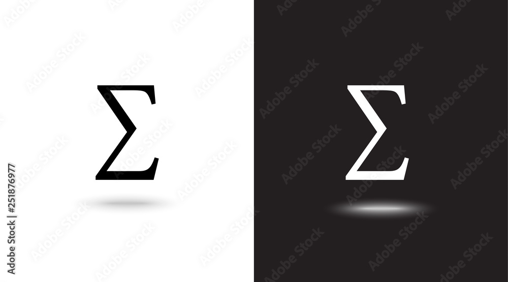 Vector sigma sign on black and white background Stock Vector | Adobe Stock