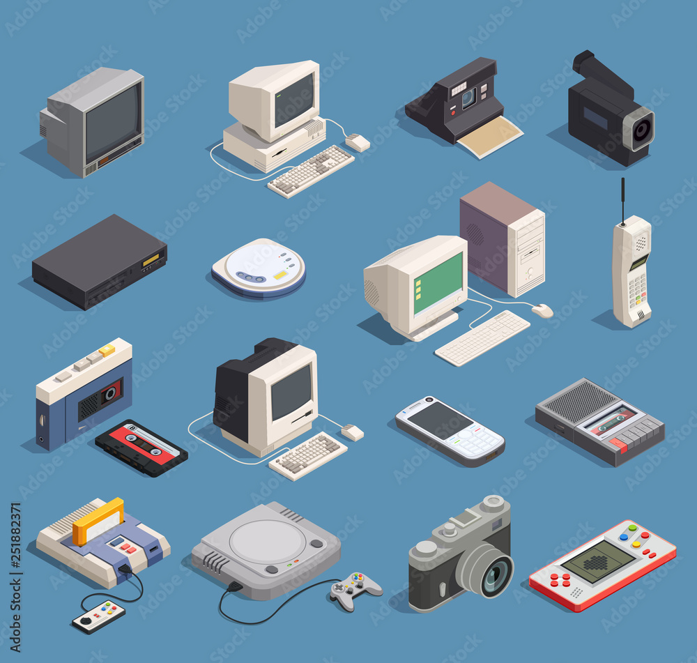 Retro Gadgets Set Stock Vector | Adobe Stock
