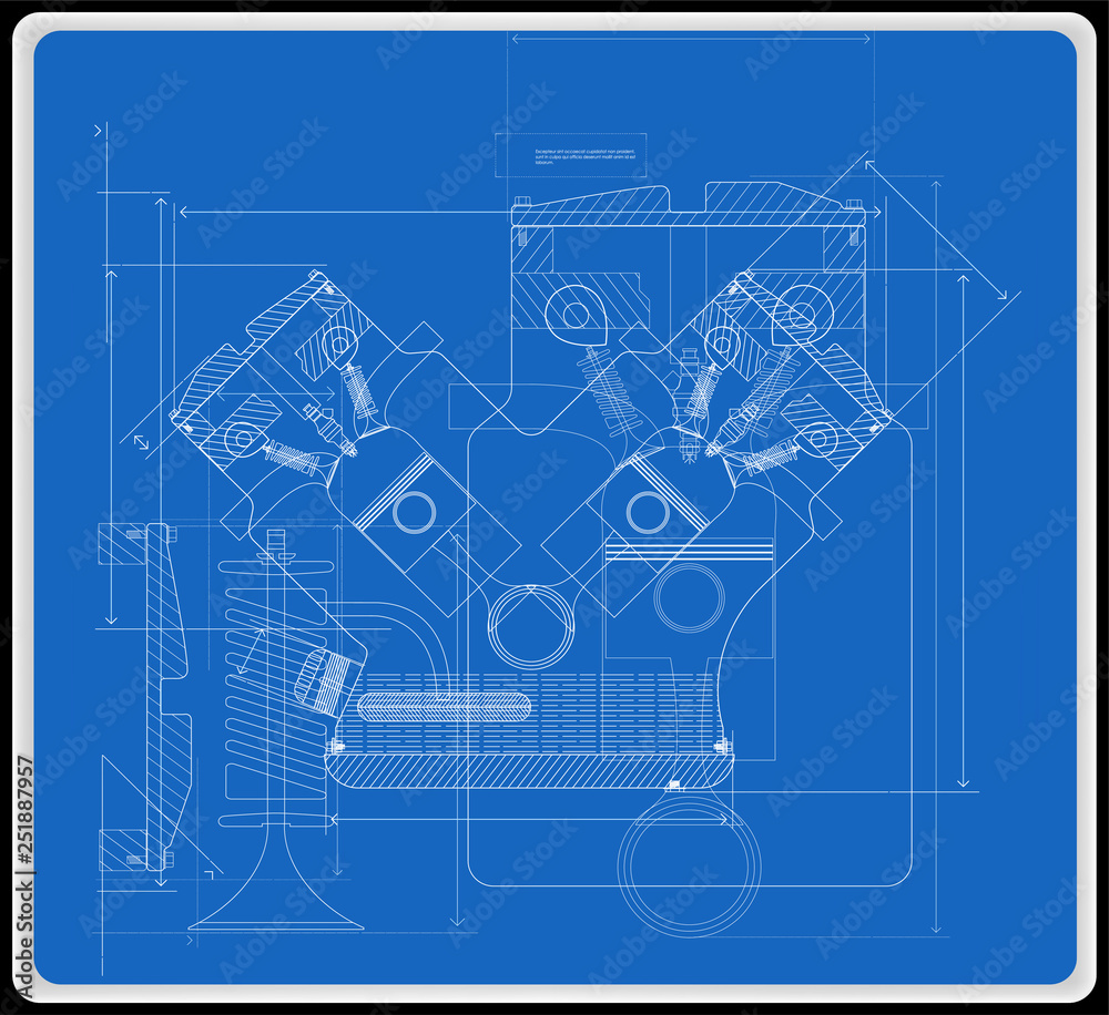 Vector background of the car engine and its components can be used as a ...