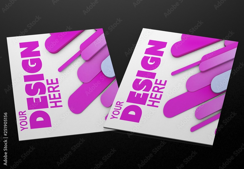 Overlapping Cards on Black Background Mockup Stock Template | Adobe Stock