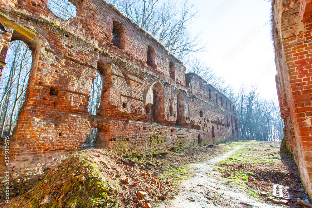 ruins of medieval Prussian castle of Balga belonging to the Knights of ...