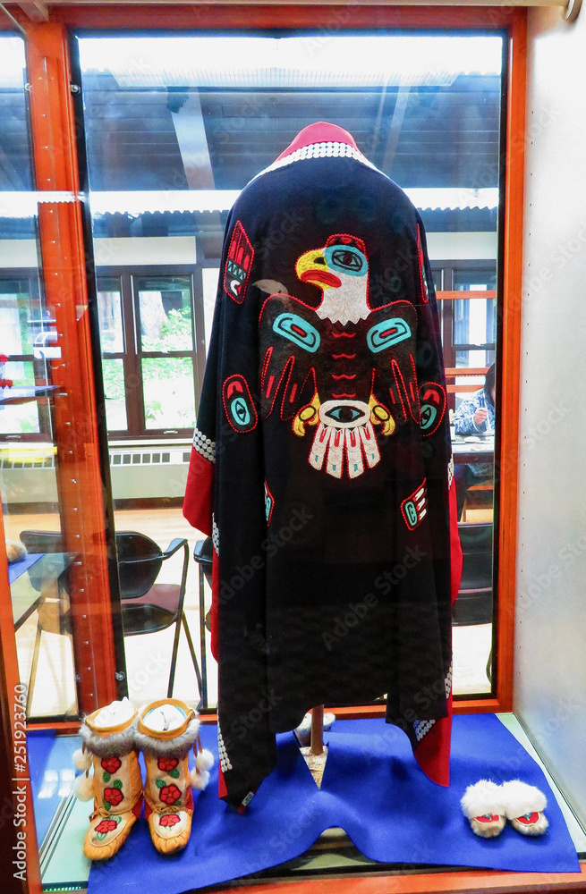 Alaskan Native American Tribal Cloak, Slippers and Boots on display at ...