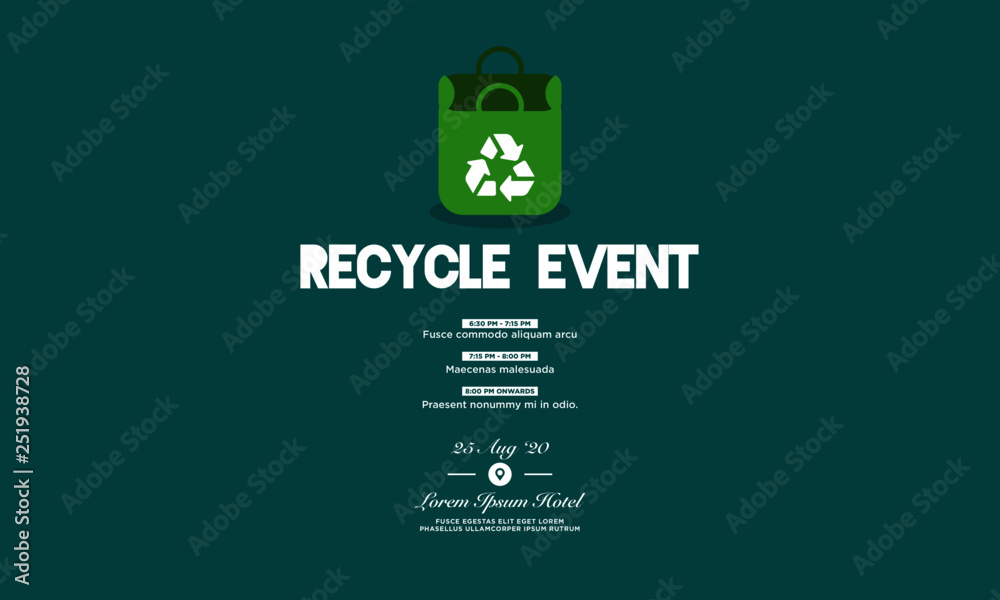 Recycle Event Invitation Design with Where and When Details Stock ...