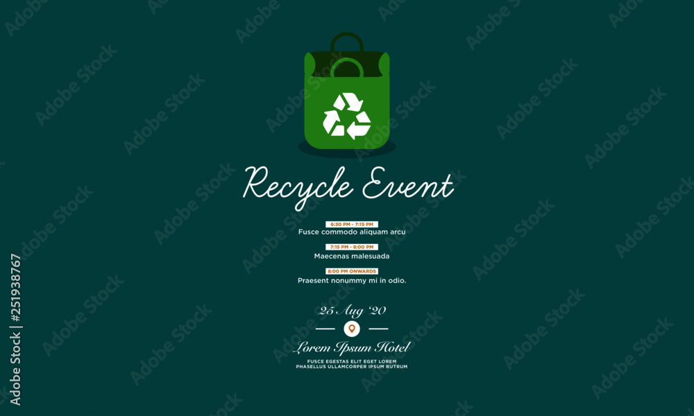 Recycle Event Invitation Design with Where and When Details Stock ...