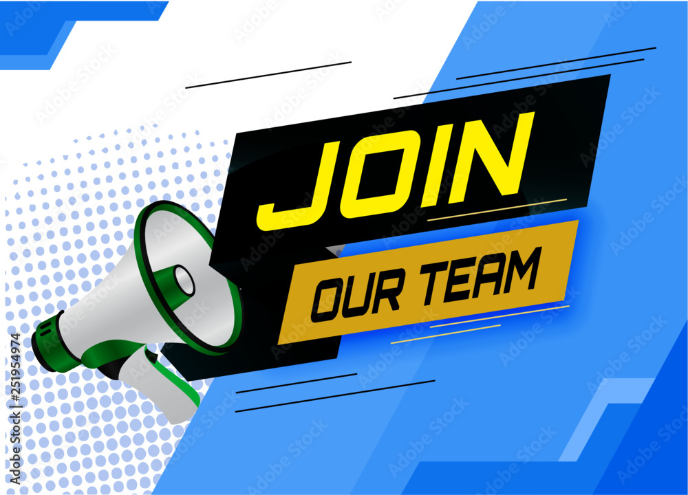 Join our team word concept vector illustration with megaphone and 3d ...