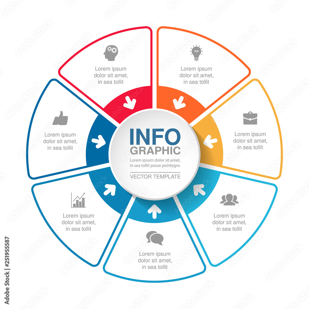 Vector infographic template for circular diagram, graph, presentation ...