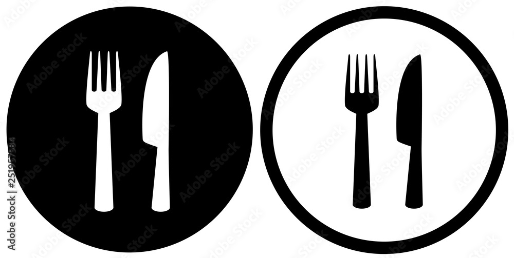 black restaurant sign with fork and knife Stock Vector | Adobe Stock