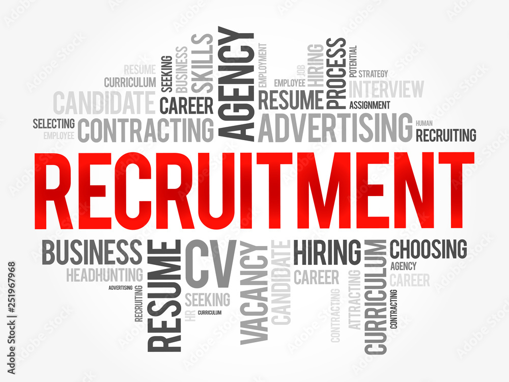 Recruitment word cloud collage, business concept background Stock ...