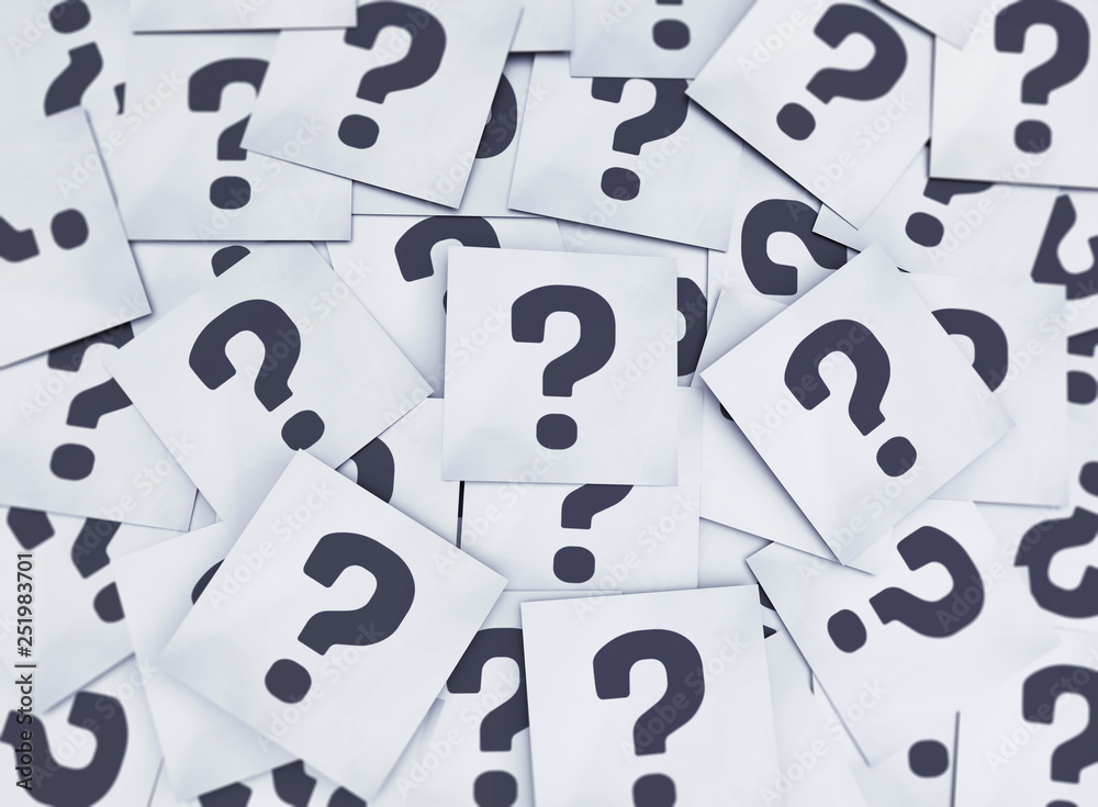 Question Mark - Background texture of printed question marks on white ...