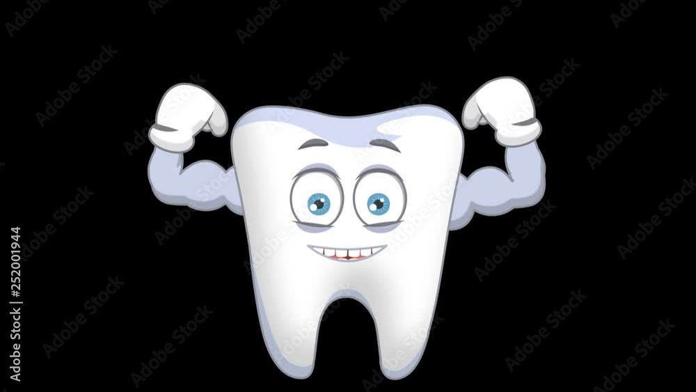 Cartoon Tooth Power Muscles Biceps Gesture Animation with Alpha channel ...