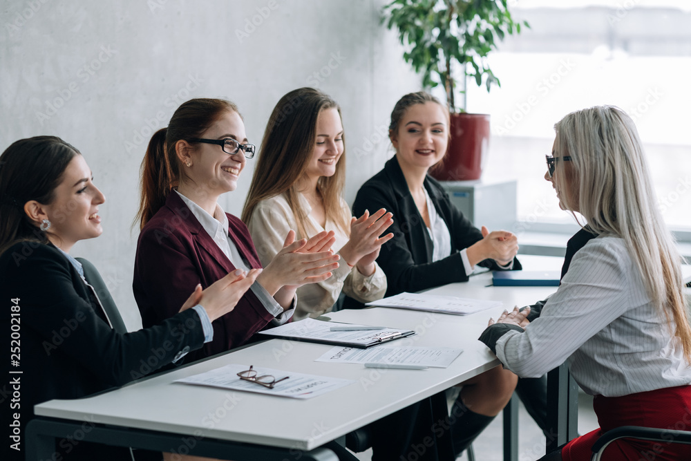 Welcome to business team. Successful job interview. Corporate HR ...