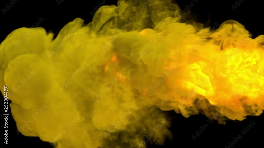Torch fire and smoke / Smoke lit from inside by fire. Separated on pure ...