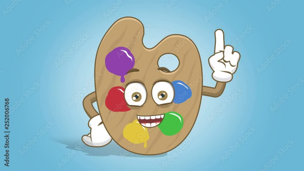 Cartoon Artist Color Palette Think and Idea with Face Animation Alpha ...