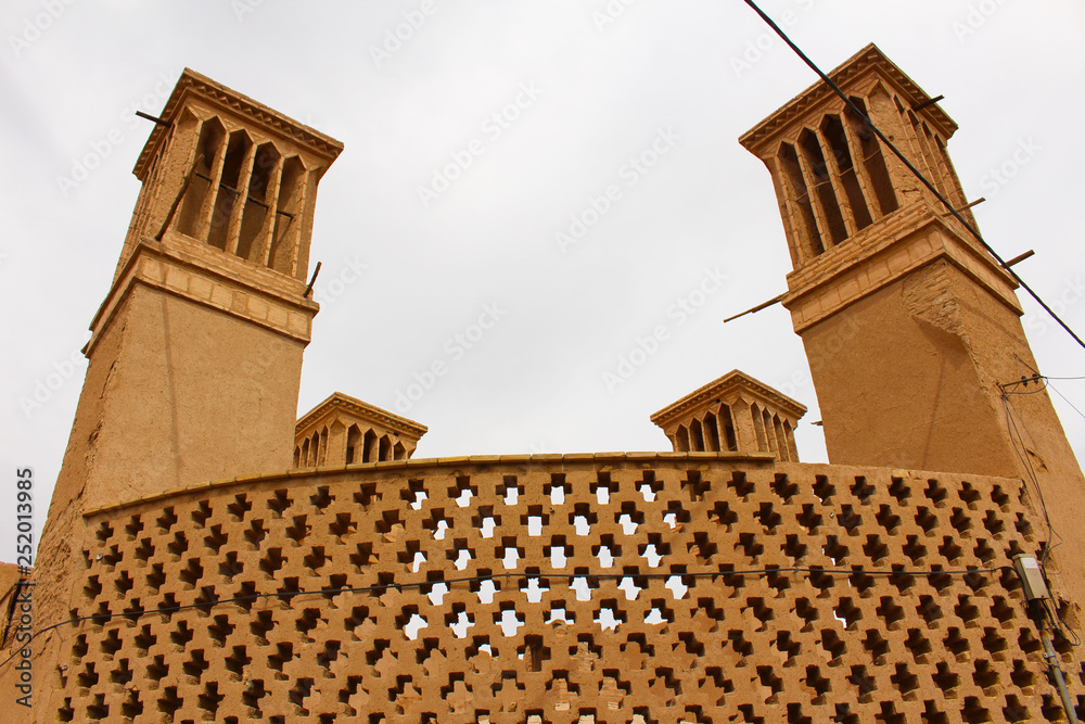 Wind towers in Yazd, Iran. A windtower (wind catcher) is a traditional ...
