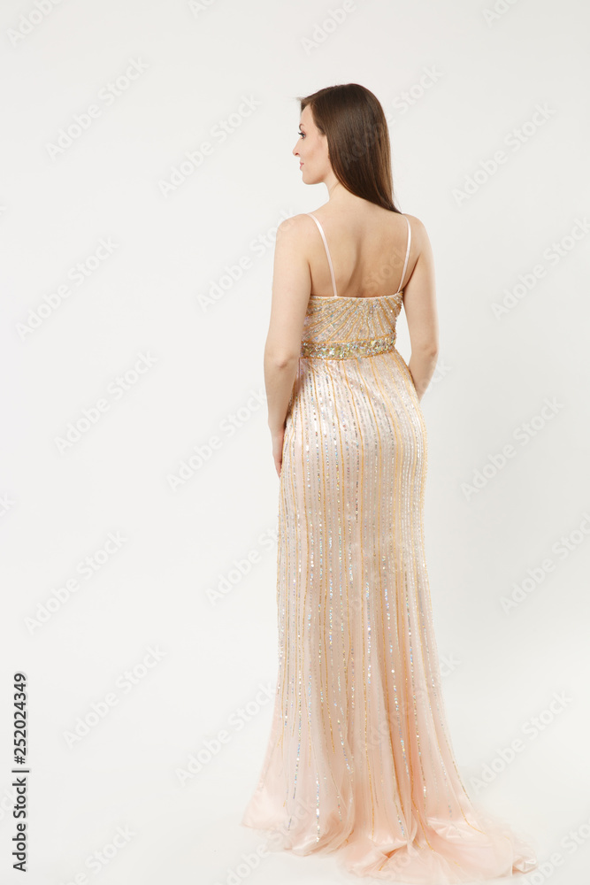 Full length photo of fashion model woman wearing elegant evening dress ...
