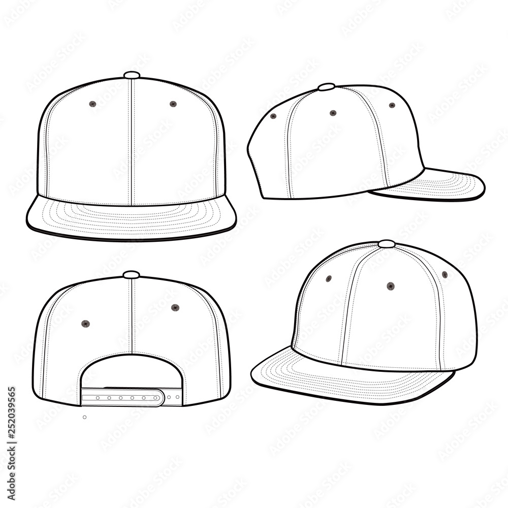 SNAPBACK Cap Fashion flat vector mockup design Stock Vector | Adobe Stock