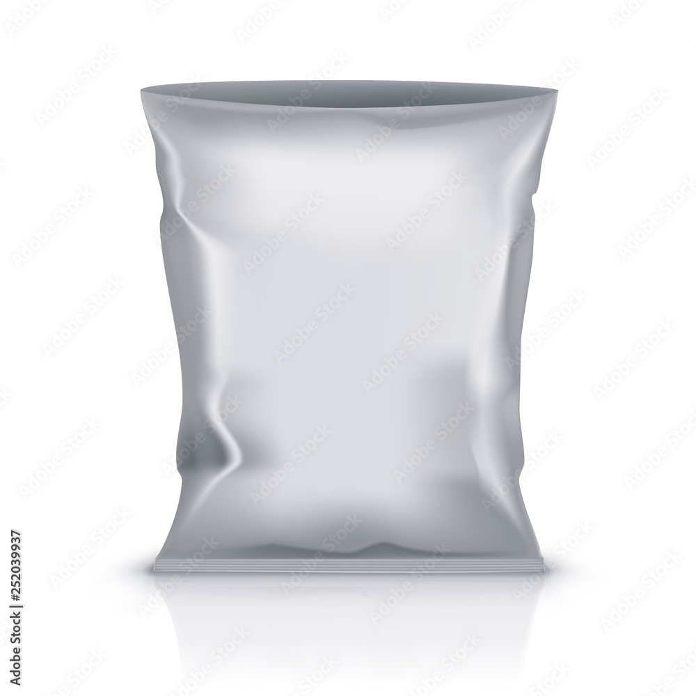 Open Blank Foil Pouch Snack Packaging On White Background Stock Vector ...