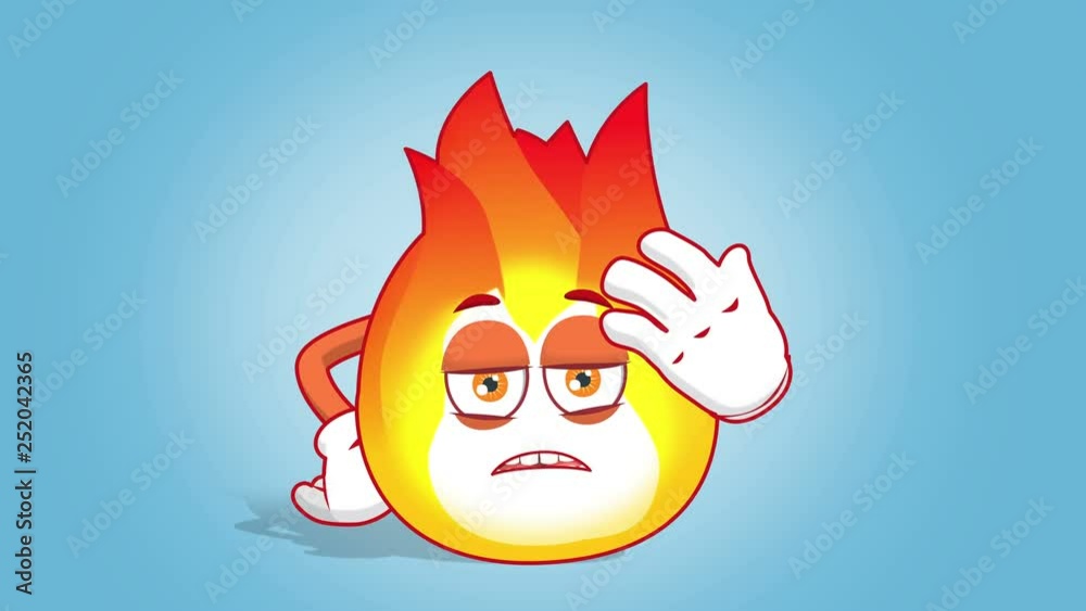 Cartoon Fire Flame Upset Facepalm with Face Animation Alpha Matte Stock ...
