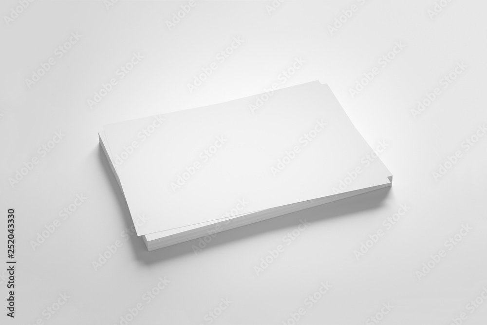 Blank Paper Brochure Mock up on soft gray background with soft shadows ...