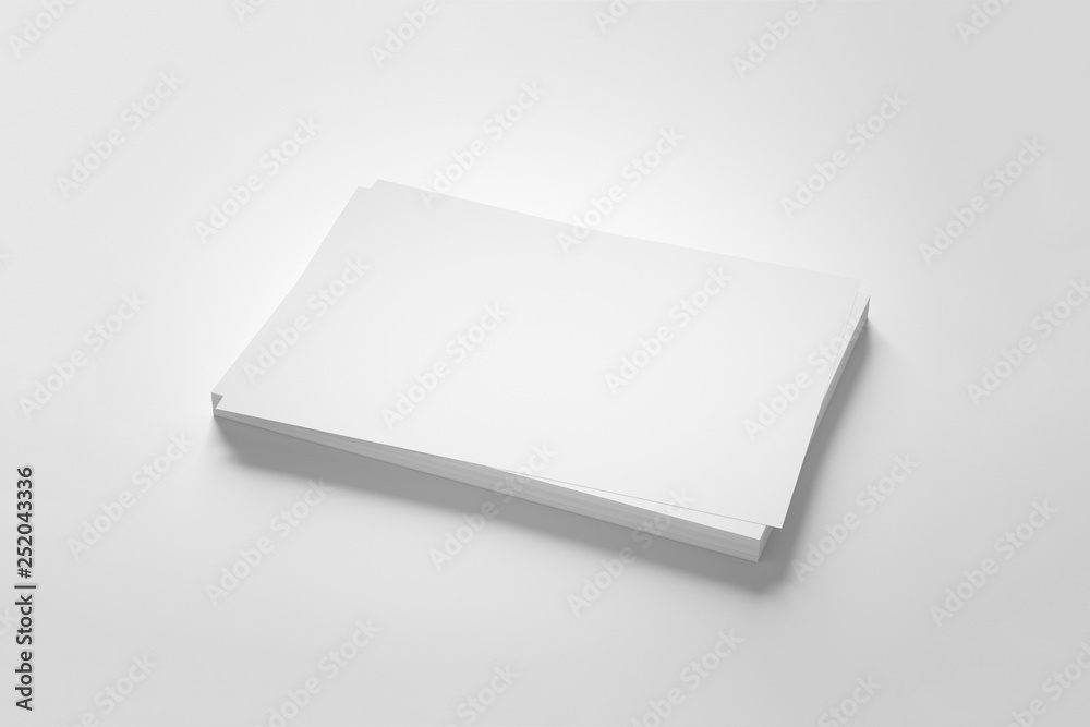 Blank Paper Brochure Mock up on soft gray background with soft shadows ...