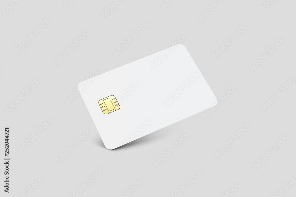 Blank credit card Mock up, empty chip card for design.white blank Chip ...