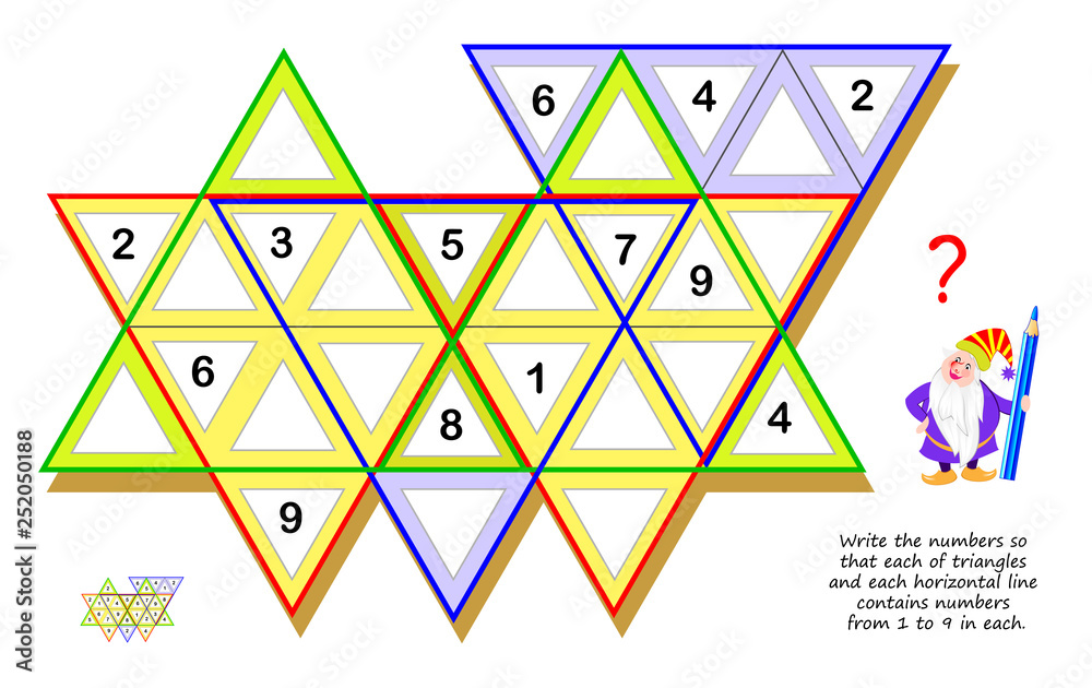 Logic Sudoku puzzle game for children and adults. Write the numbers so ...