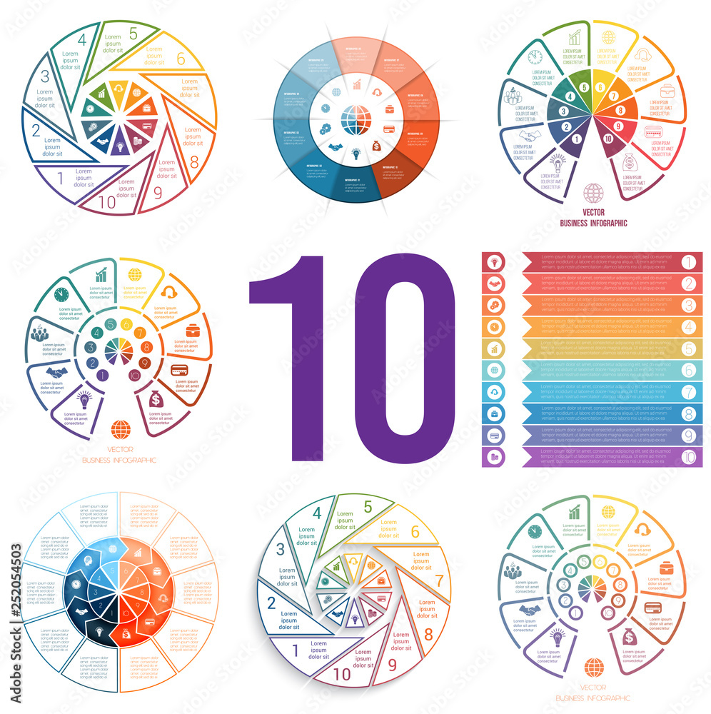 Set 8 universal templates for Infographics conceptual cyclic processes ...