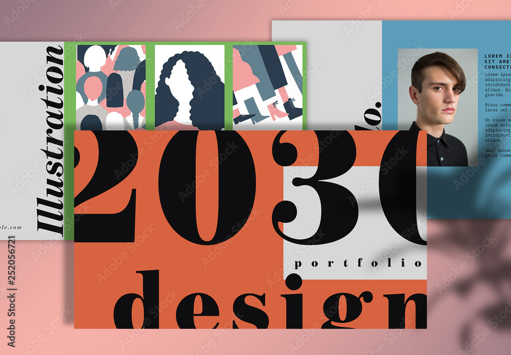 Portfolio Presentation Layout with Photo Placeholders Stock Template ...