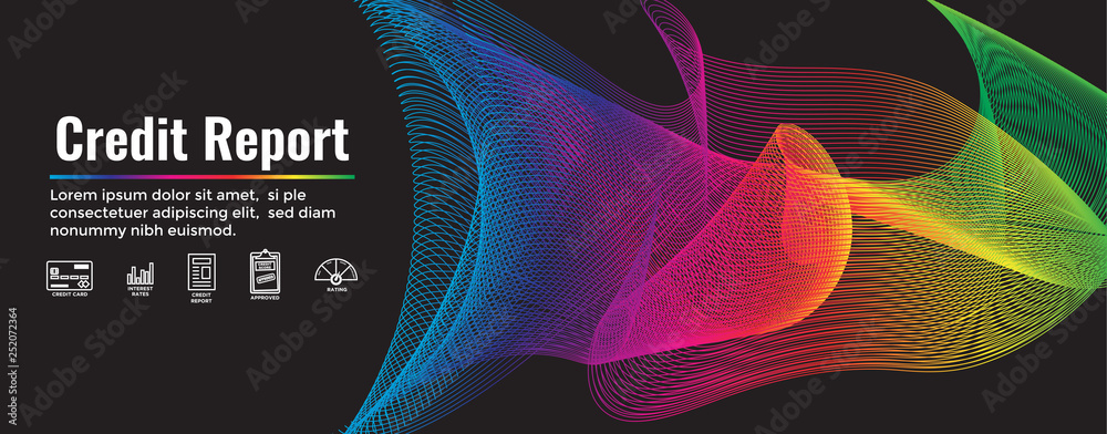 Credit Score Icon Set and Web Header Banner -Chart or Pie Graph w ...