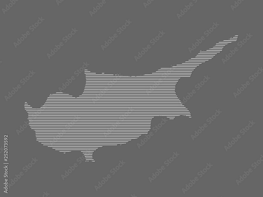 Cyprus map vector with simple straight lines on black background ...