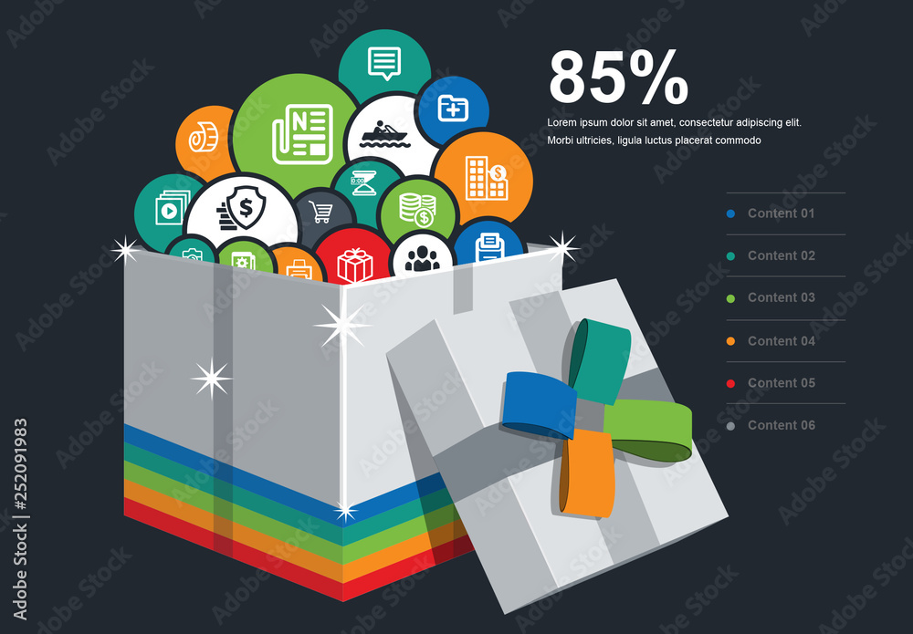 Infographic Layout with Gift Box Illustration Stock Template | Adobe Stock
