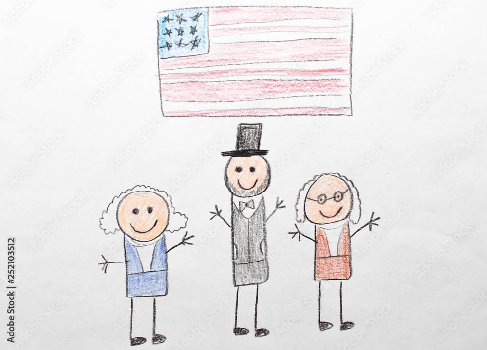 Kids drawings of Presidents Stock Illustration | Adobe Stock