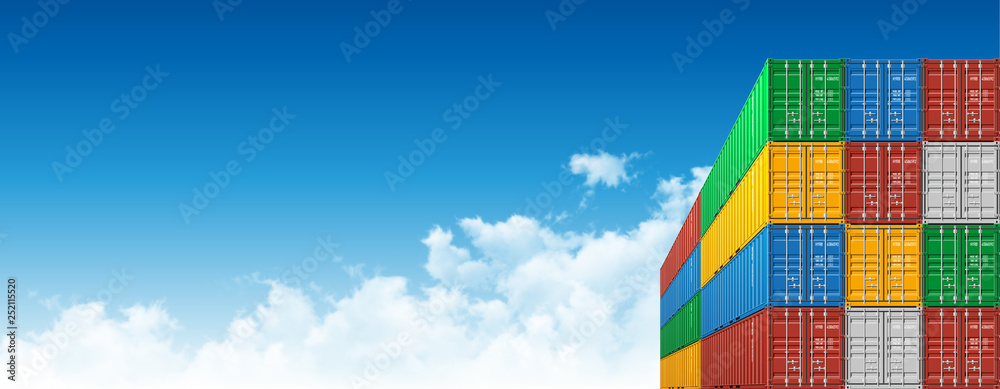 Colorful Shipping Cargo Containers for Logistics and Transportation on ...