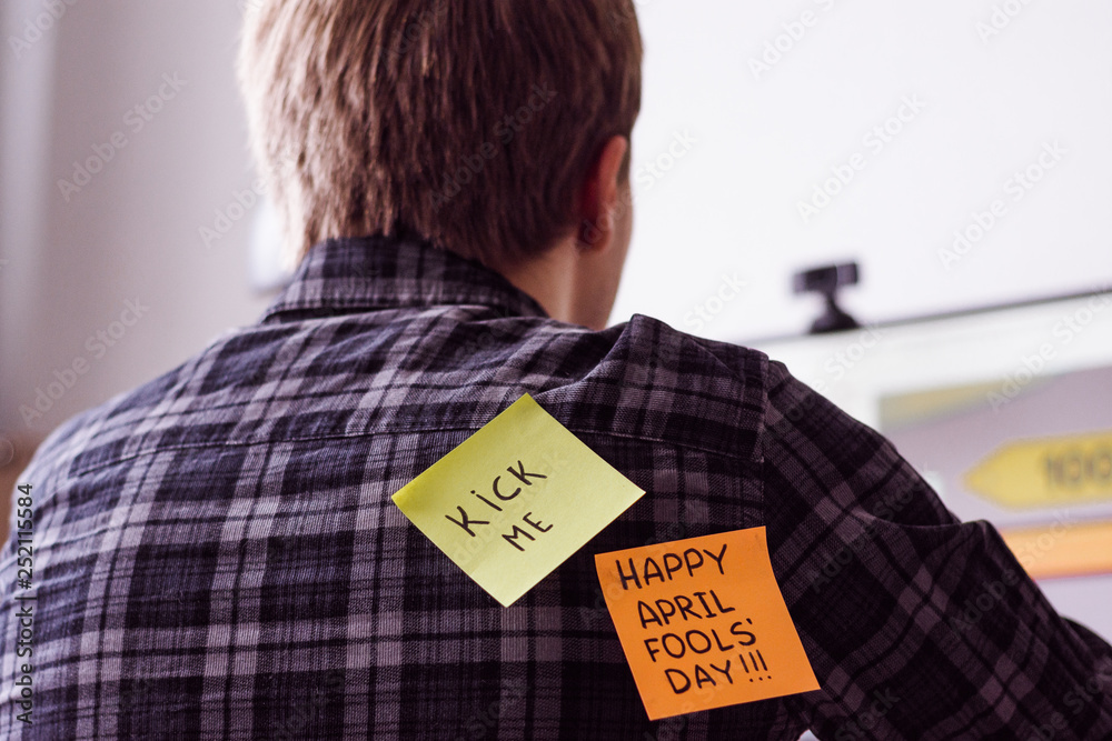 1 april fools day. Funny day. April fish. Prank. Inscriptions on the ...