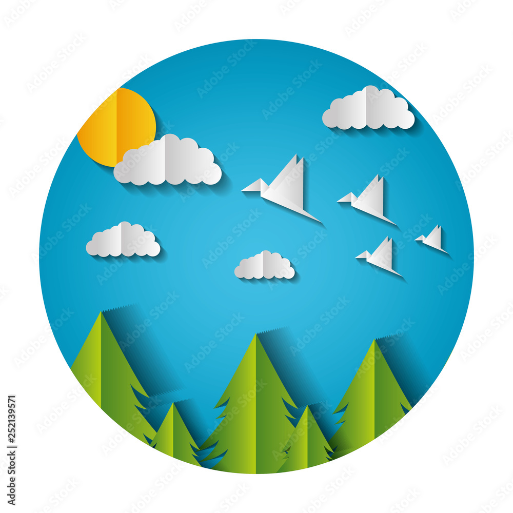 paper origami landscape Stock Vector | Adobe Stock