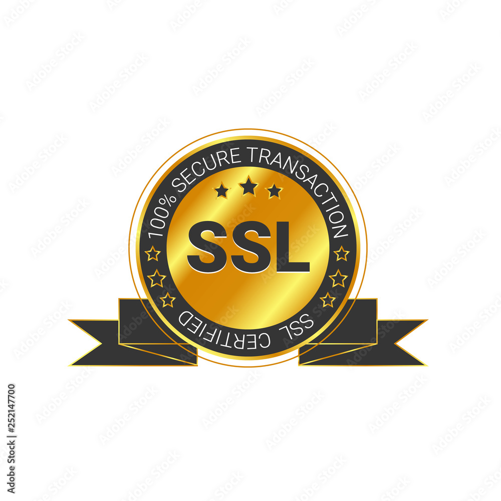 SSL Certified/certificate 100% secure transaction with encryption. illustration ssl certificate ...