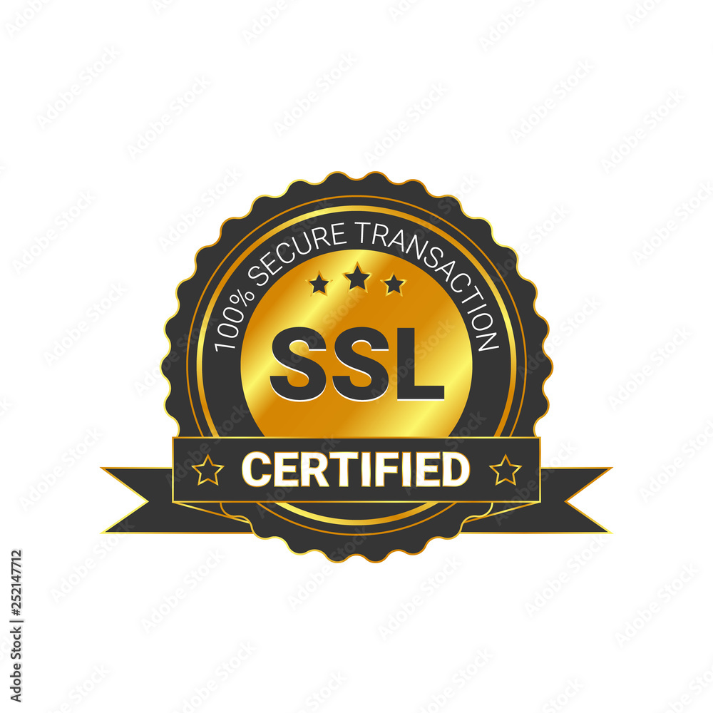 Vektorová grafika „SSL Certified/certificate 100% secure transaction ...