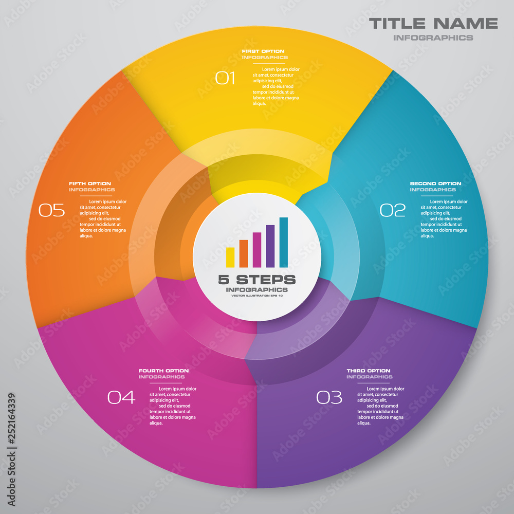 5 steps cycle chart infographics elements for data presentation. EPS 10 ...