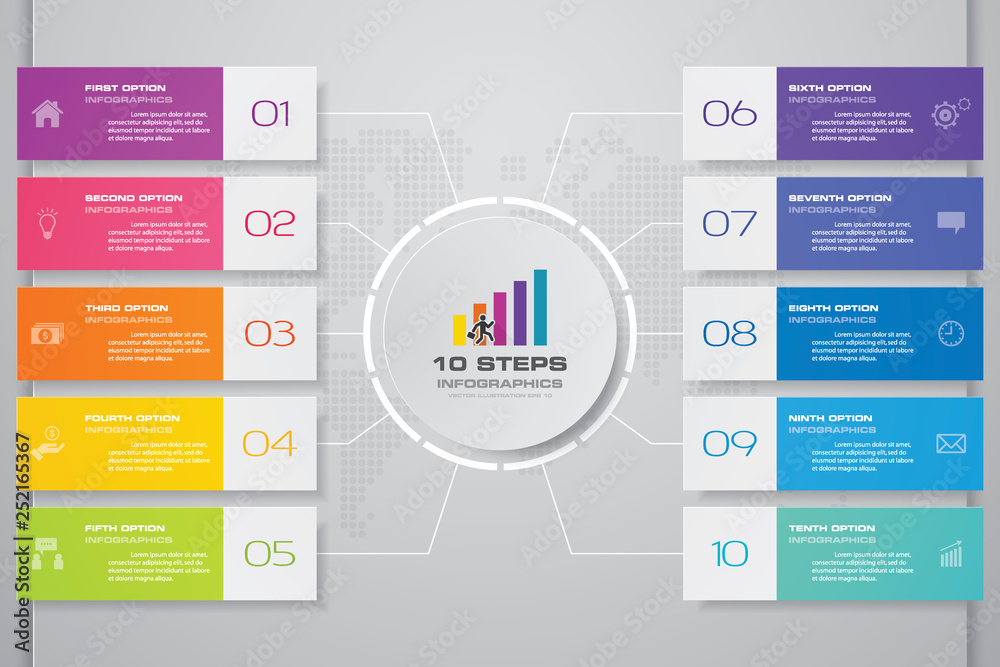 10 steps simple&editable process chart infographics element. EPS 10 ...