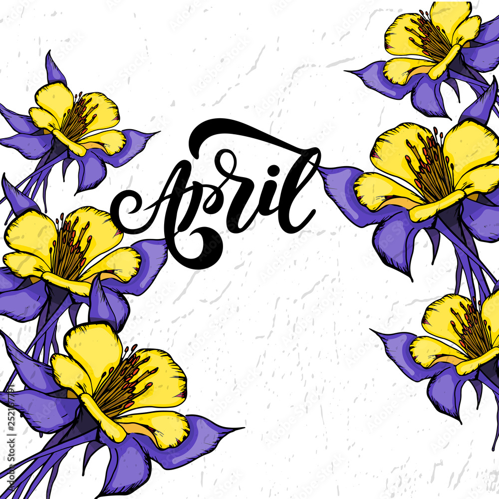 Frame with spring flowers . Decorative season floral frame for festive ...