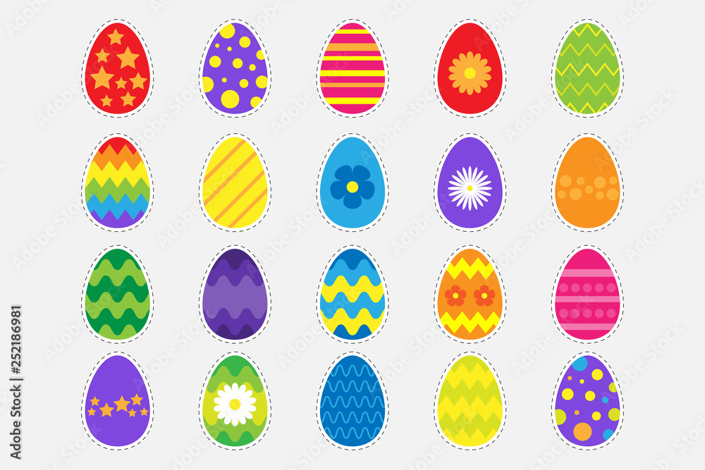 Different colorful easter decoration eggs for children, fun education ...