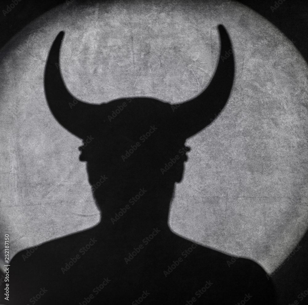 shadow of a monster with horns, the shadow of the devil Stock Photo ...