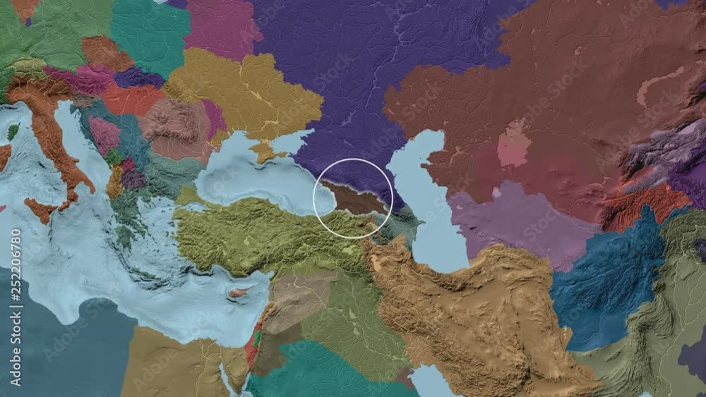 Georgia area presented against the global administrative map in the ...