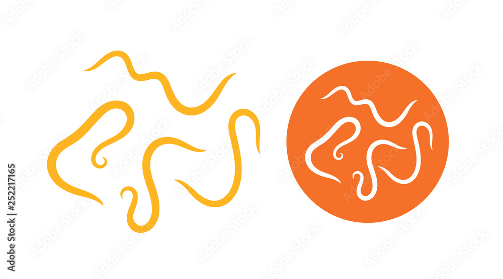 Worm intestinal parasite logo. Isolated parasite on white background ...