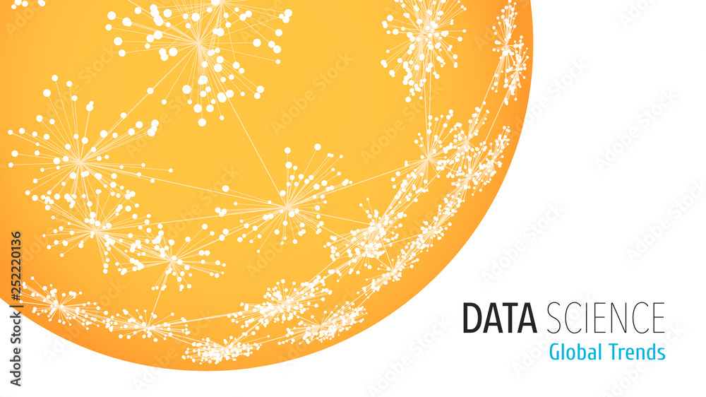 Big data globe. Cluster data visualization. Abstract graph of nodes ...