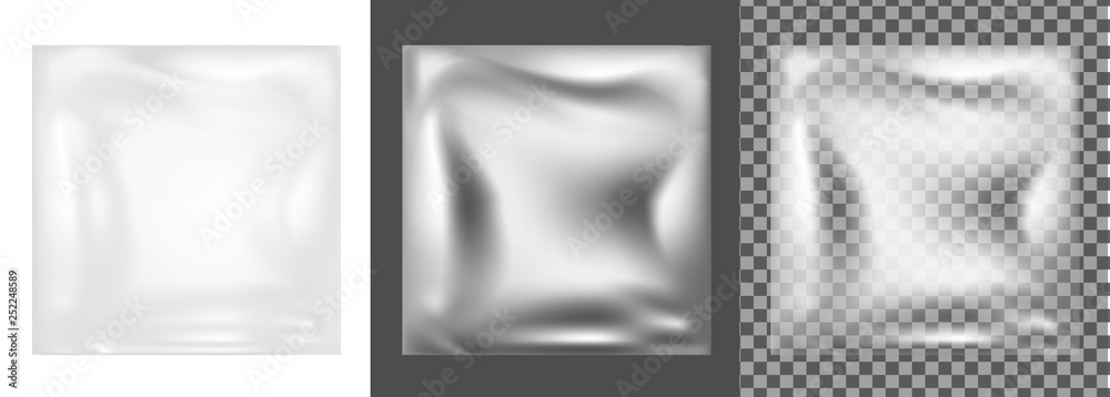 Realistic white transparent plastic wrapper Stock Vector | Adobe Stock