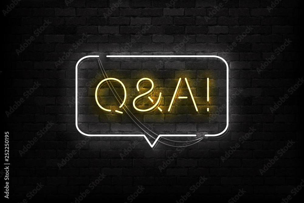 Vector realistic isolated neon sign of Q and A logo for template ...