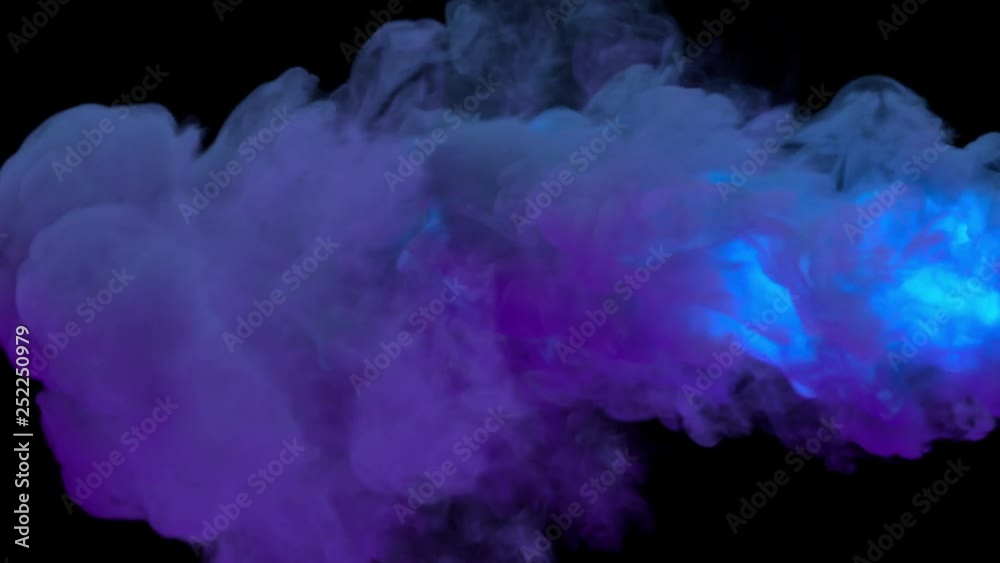 Colored torch fire and smoke / Smoke lit from inside by fire. Separated ...