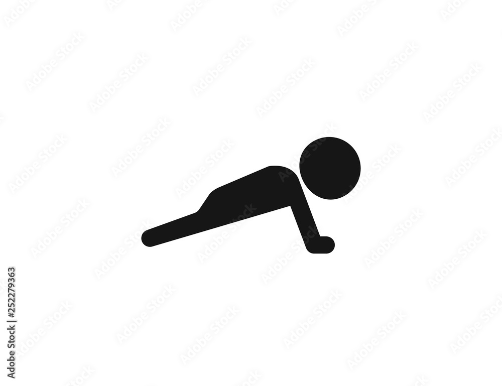Pushups exercises glyph icon vector on white background. Flat vector ...
