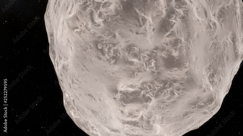 Exoplanet 3D illustration orbital view, mountains craters planet from ...